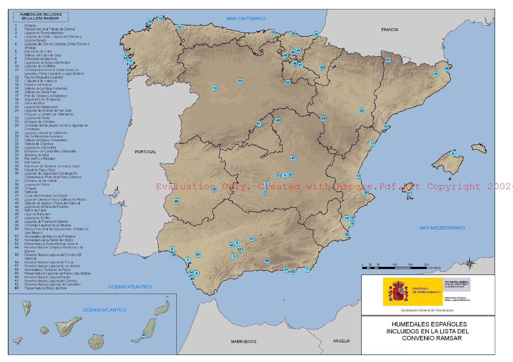Mapa de humedales. RAMSAR
