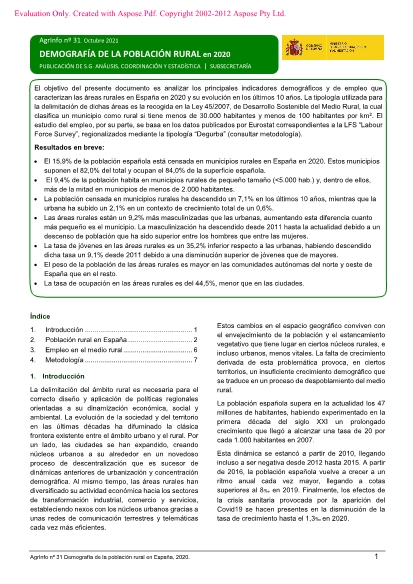 Demografía de la población Rural en 2020